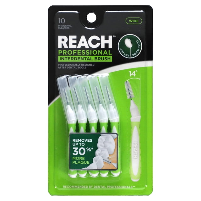 Reach Professional Interdental Brush, Wide, 10 Interdental Cleaners ...