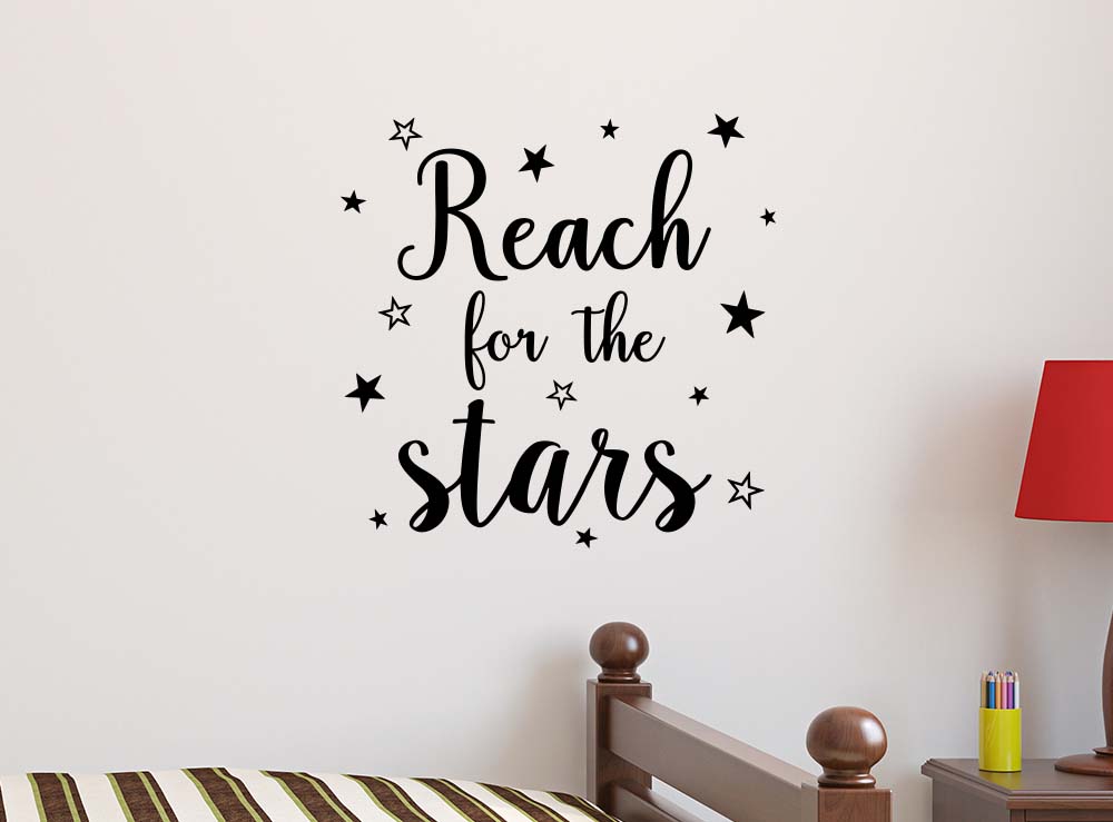 Reach for The Stars 22 X 22 Vinyl Wall Art Sticker Nursery Stars Moon ...