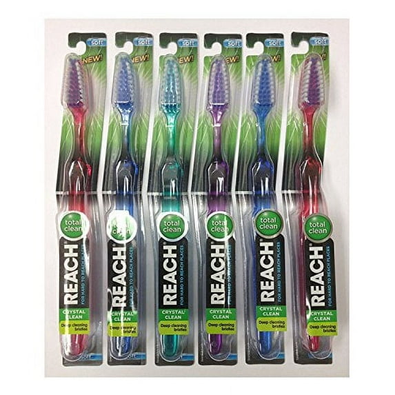 Reach Toothbrush Crystal Clean Soft Bristles, Removes Plaque, 6-Count ...