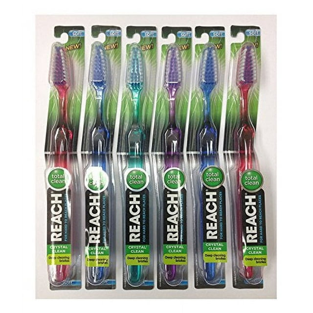 Reach Toothbrush Crystal Clean Soft #10, 6-Count Value Pack with Bi ...