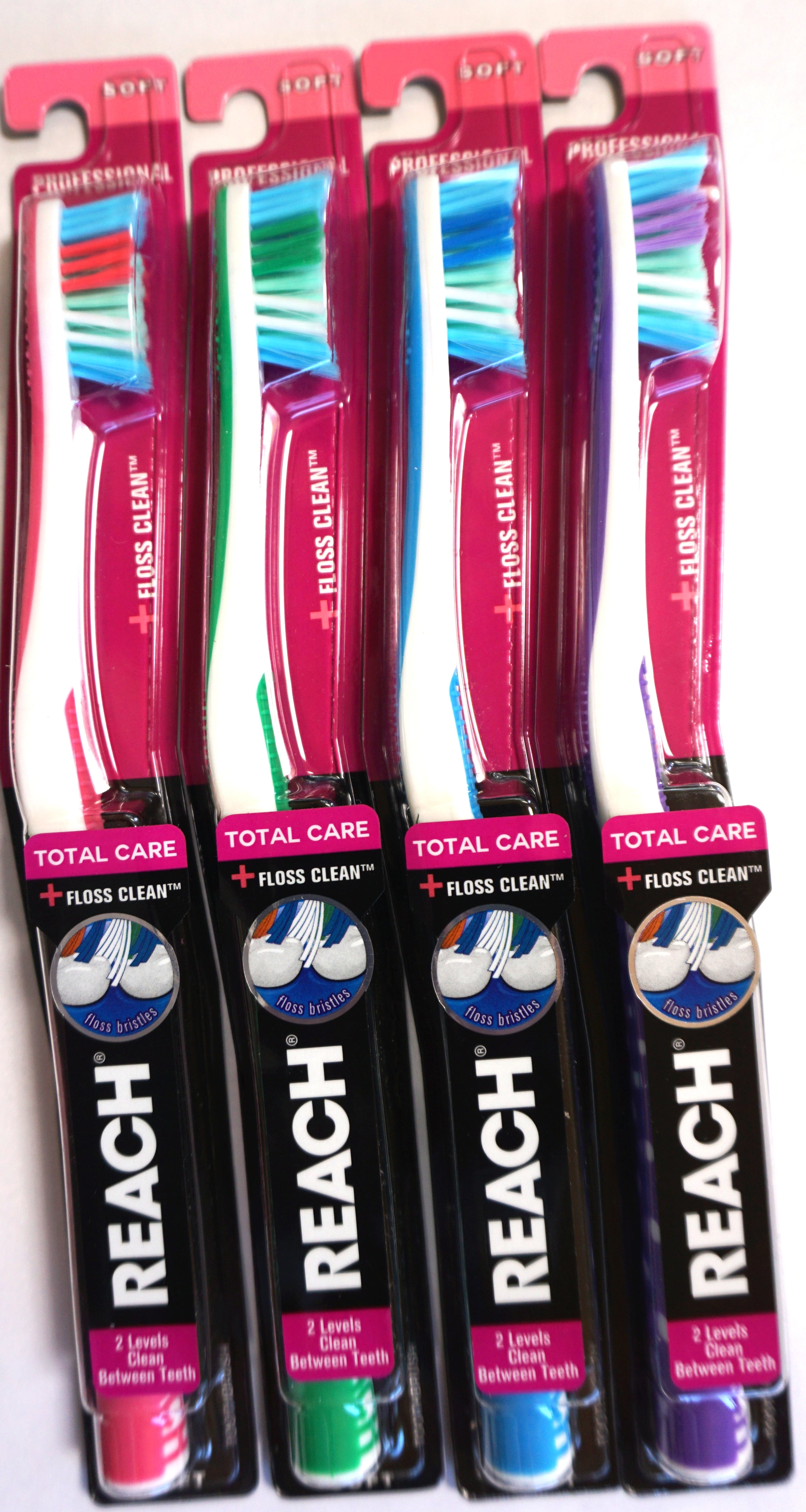 Reach Total Care 4 Pack Soft Bristle Toothbrushes for Healthier Gums ...