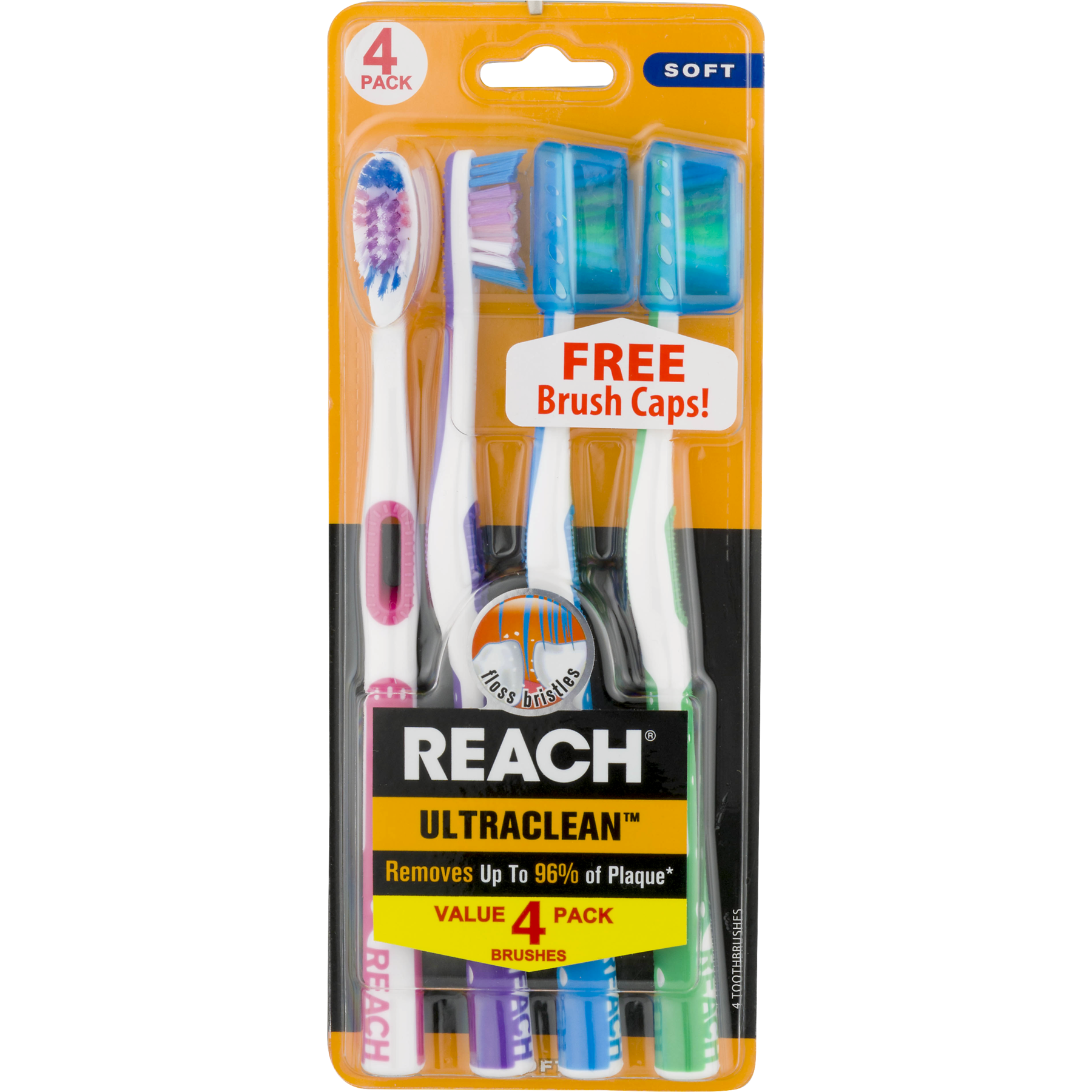 Reach Ultra Clean Soft Toothbrushes, Family Multipack for Adults, 4 ...