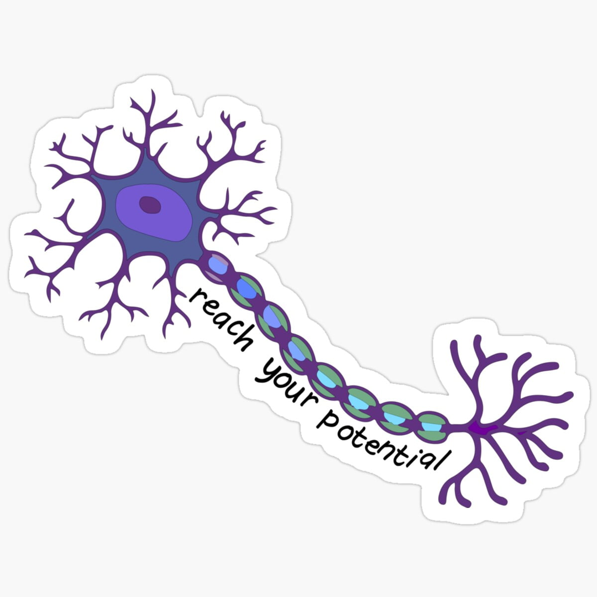 Reach Your Potential - Neuron Brain Motivation Sticker. Gift For You ...