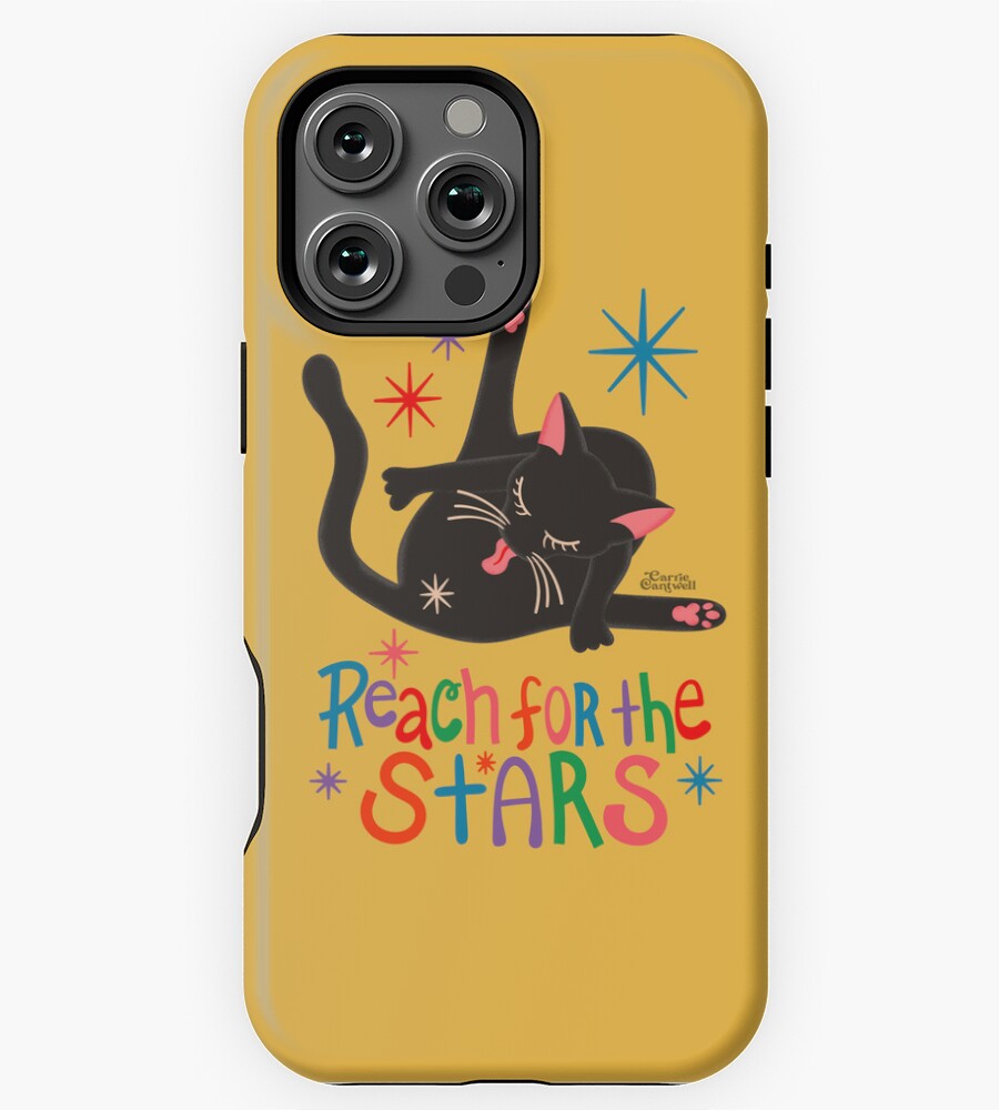 Reach for the Stars Funny Black Cat Pun Illustration GA10313 Phone Case ...