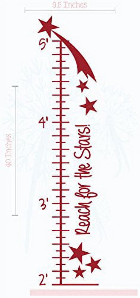 Reach for the Stars Growth Chart Vinyl Stickers Children Room Decals ...