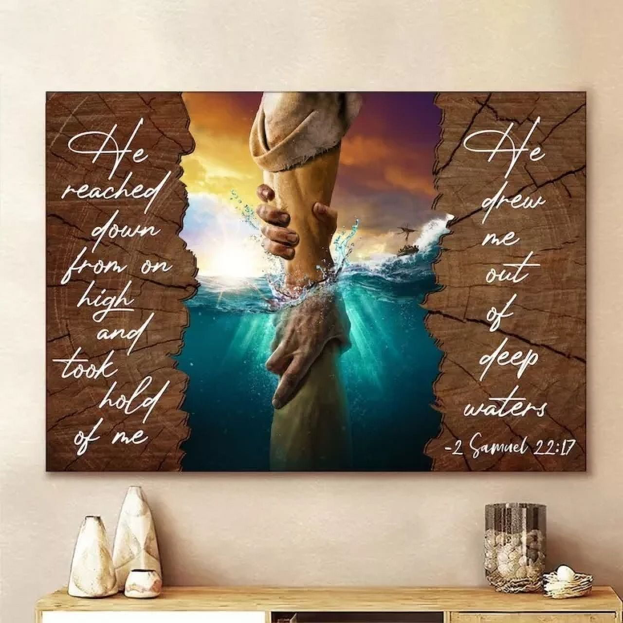 He Reached Down From On High 2 Samuel 2217 Bible Verse Poster Poster ...