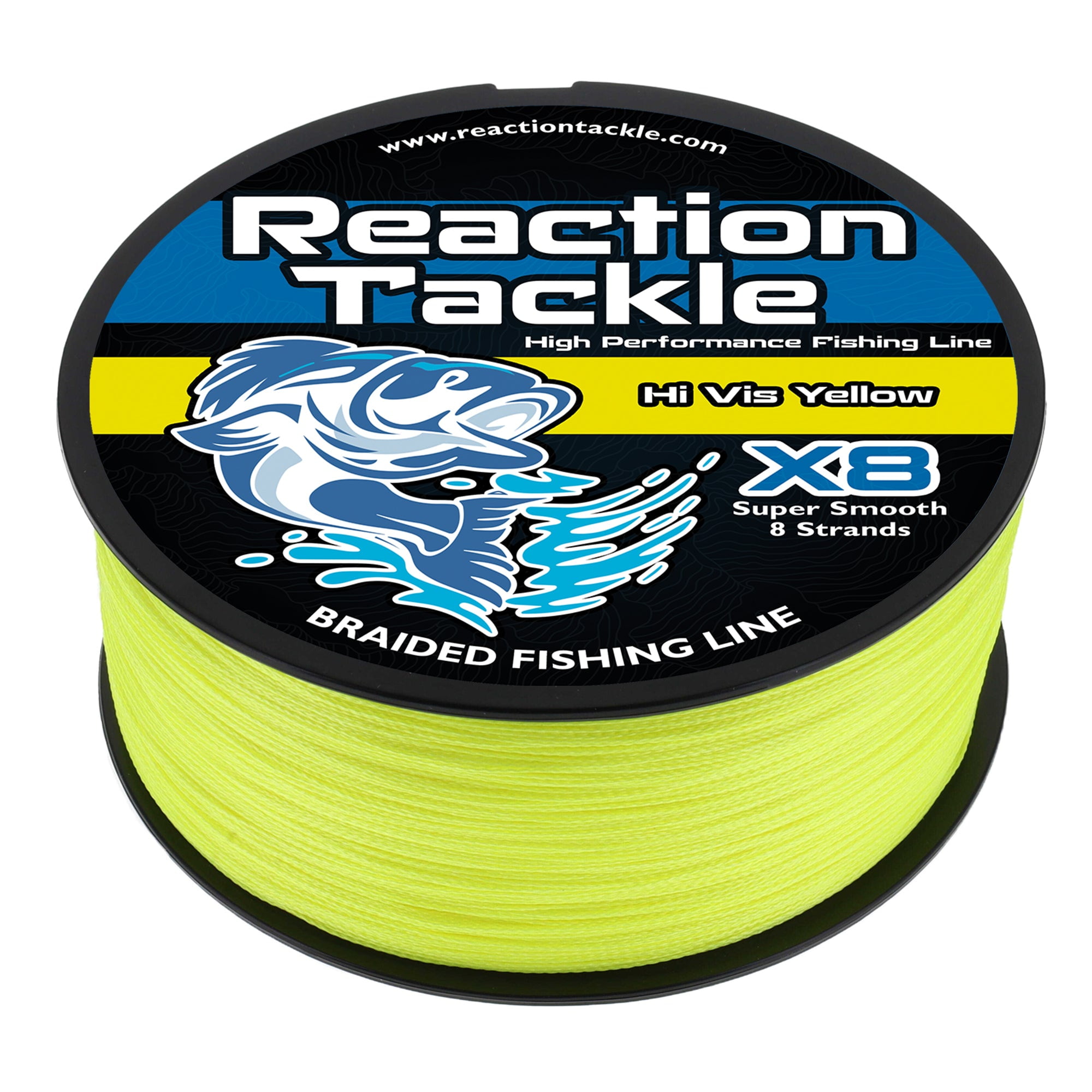 Reaction Tackle Braided Fishing Line 8X Braided Line Hi Vis Yellow - 40LB / 300yd - Walmart.com