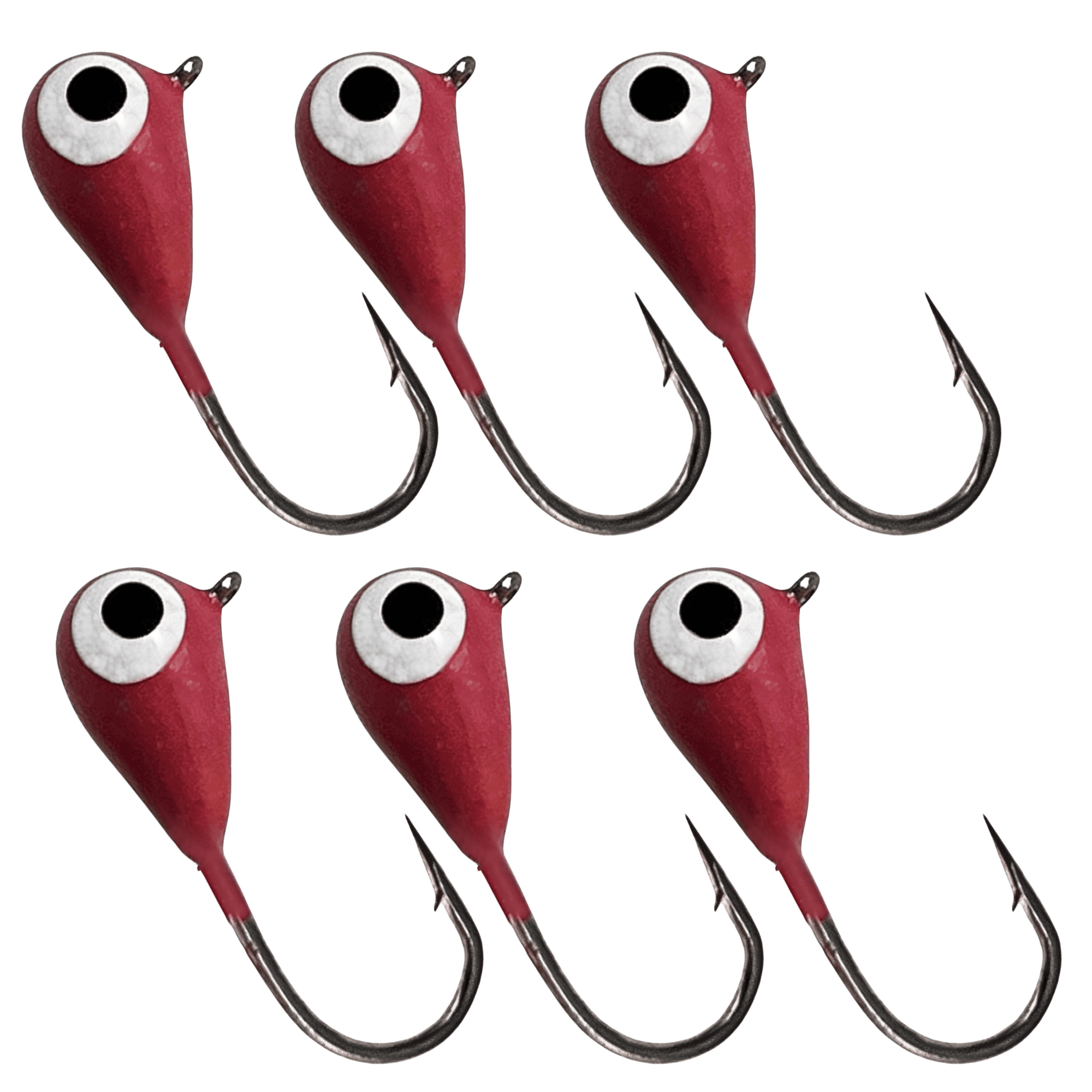 Reaction Tackle Tungsten Ice Jig 6mm - Red Glow 6-pcs With Long Shank ...