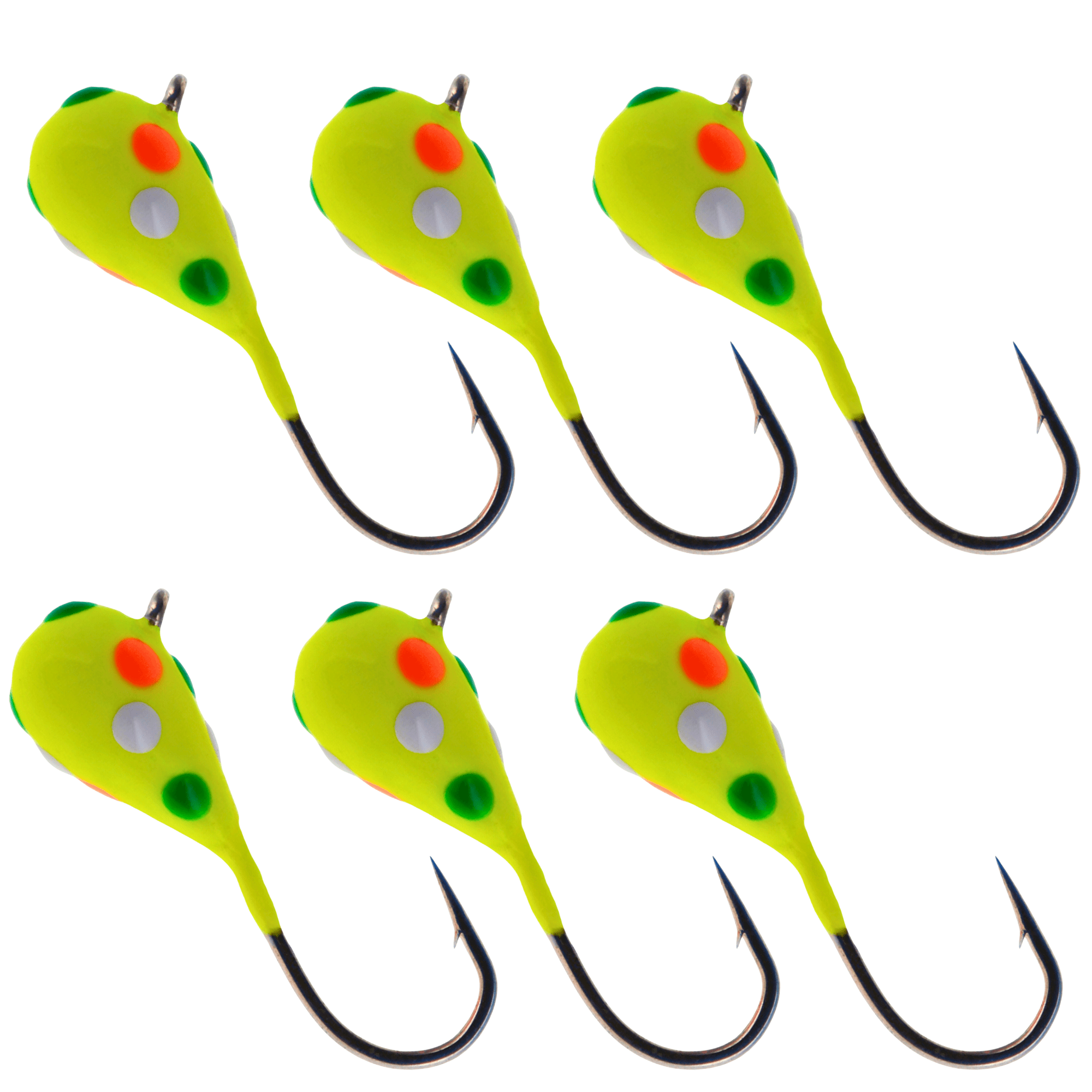 Reaction Tackle Tungsten Ice Jig 6mm - Wonder Chartreuse Glow Spots 6 ...
