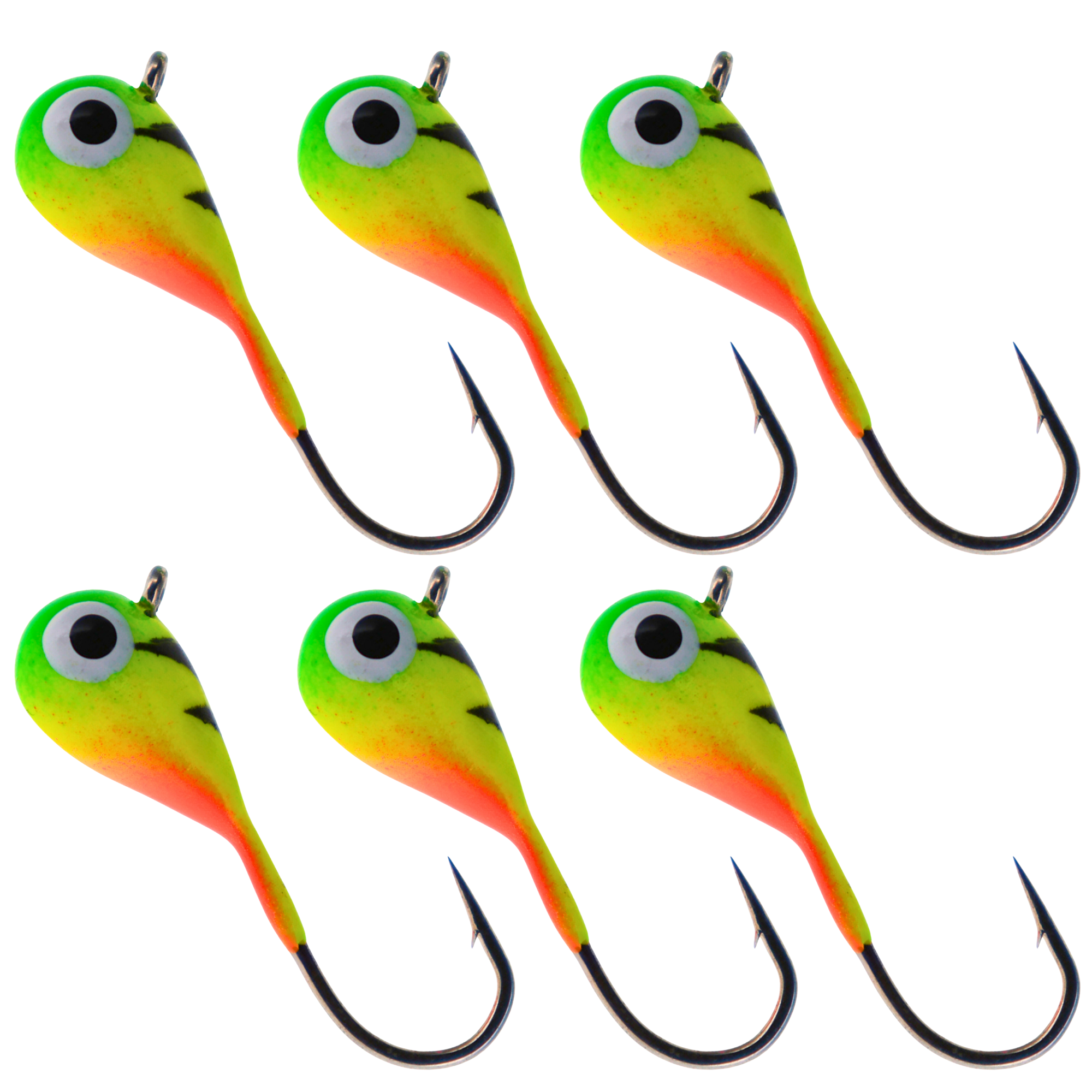 Reaction Tackle Tungsten Ice Jig 7mm - Fire Tiger Glow 6-pcs With Long ...