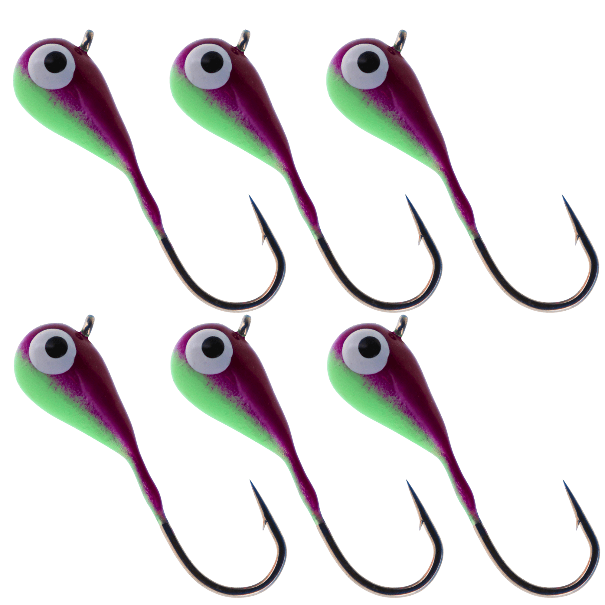 Reaction Tackle Tungsten Ice Jig 7mm - Purple Glow 6-pcs With Long ...