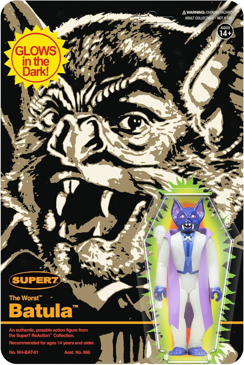 Reaction The Worst Batula (Monster Glow) figure Super7 24386 - Walmart.com