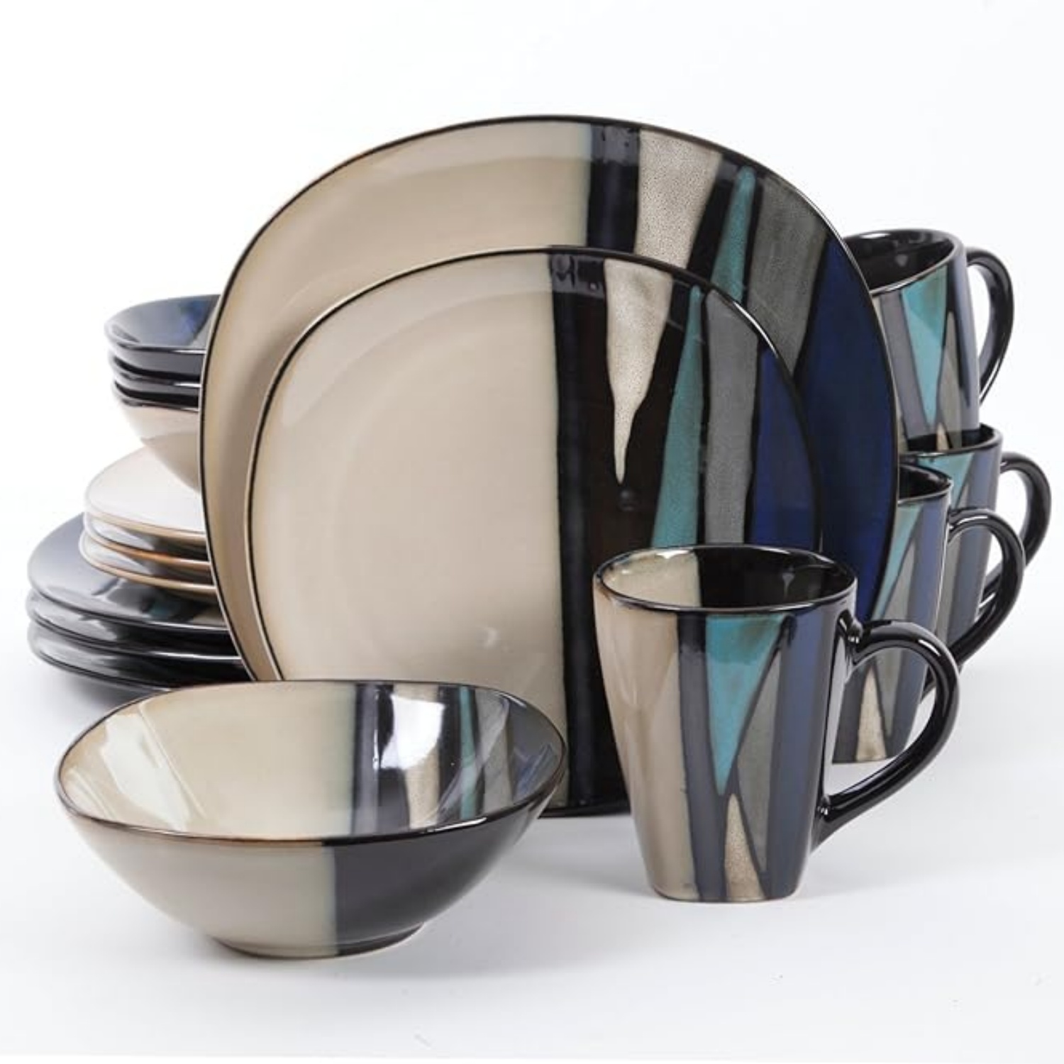 Reactive Dinnerware Set, Teal, Service for 4 (16pcs) - Walmart.com