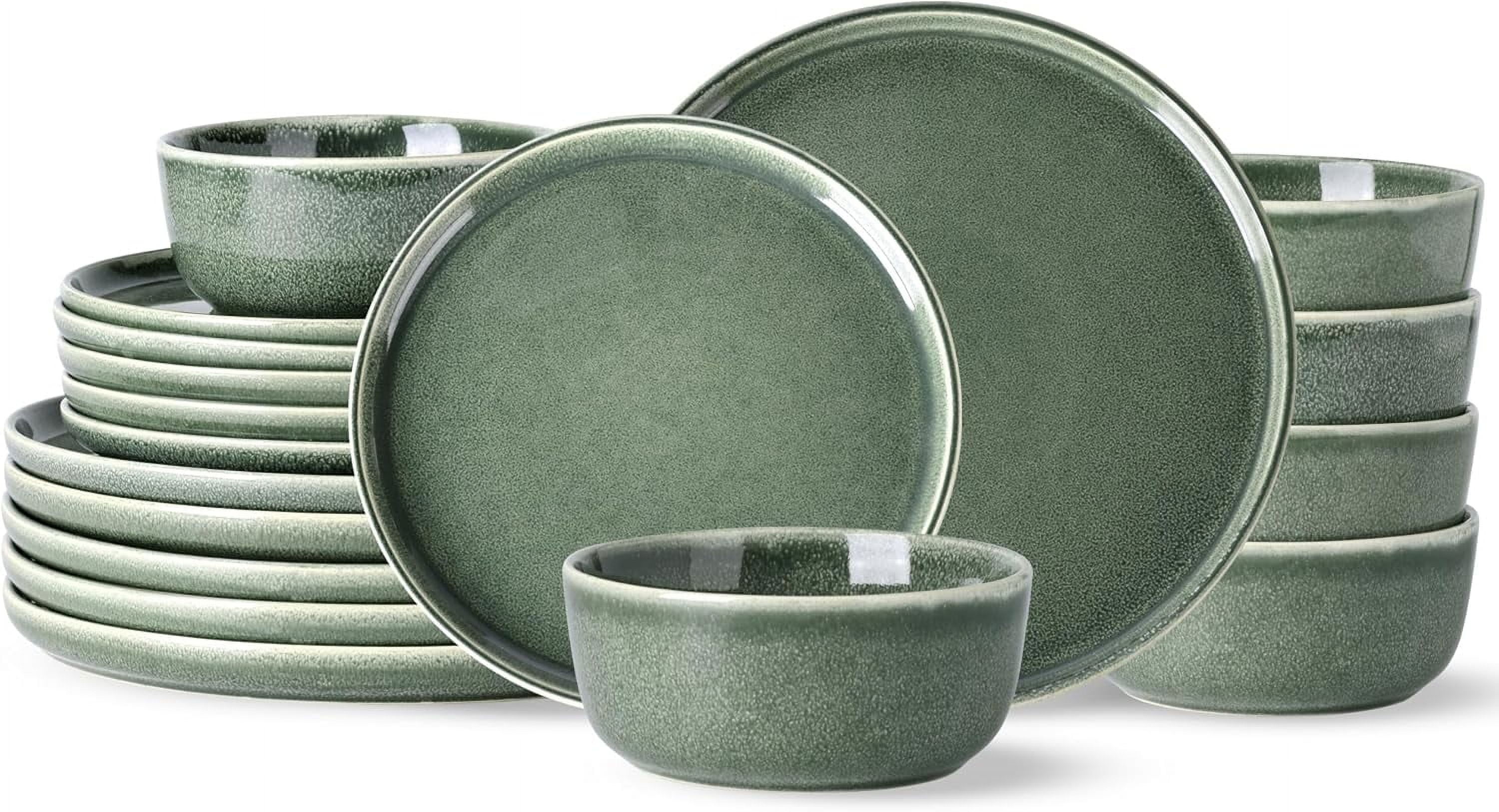 Reactive Glaze Stoneware Dinnerware Sets, Ceramic Plates and Bowls Set ...
