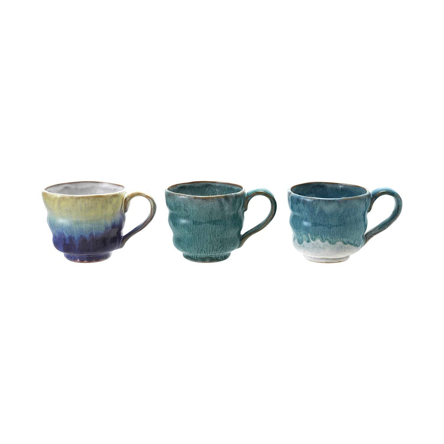 Reactive Glaze Wavy Blue Teal Coffee Mugs - Walmart.com