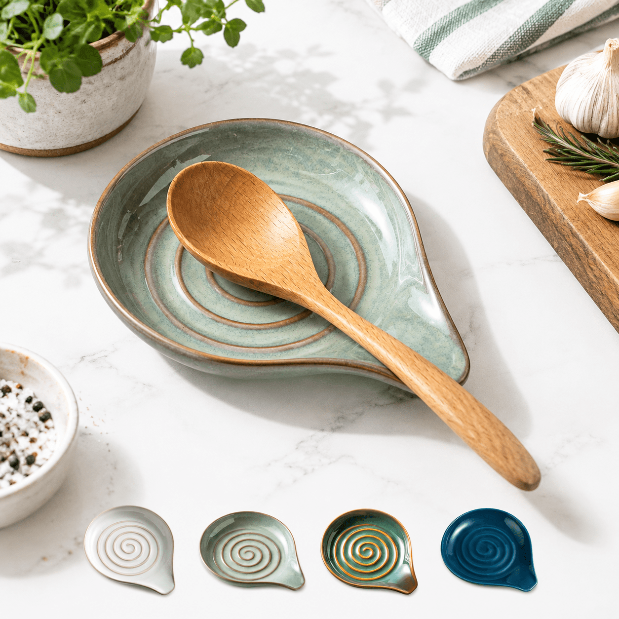 Reactive Gray 1 Ceramic Spoon Rest For Kitchen Counter Stove Top ...