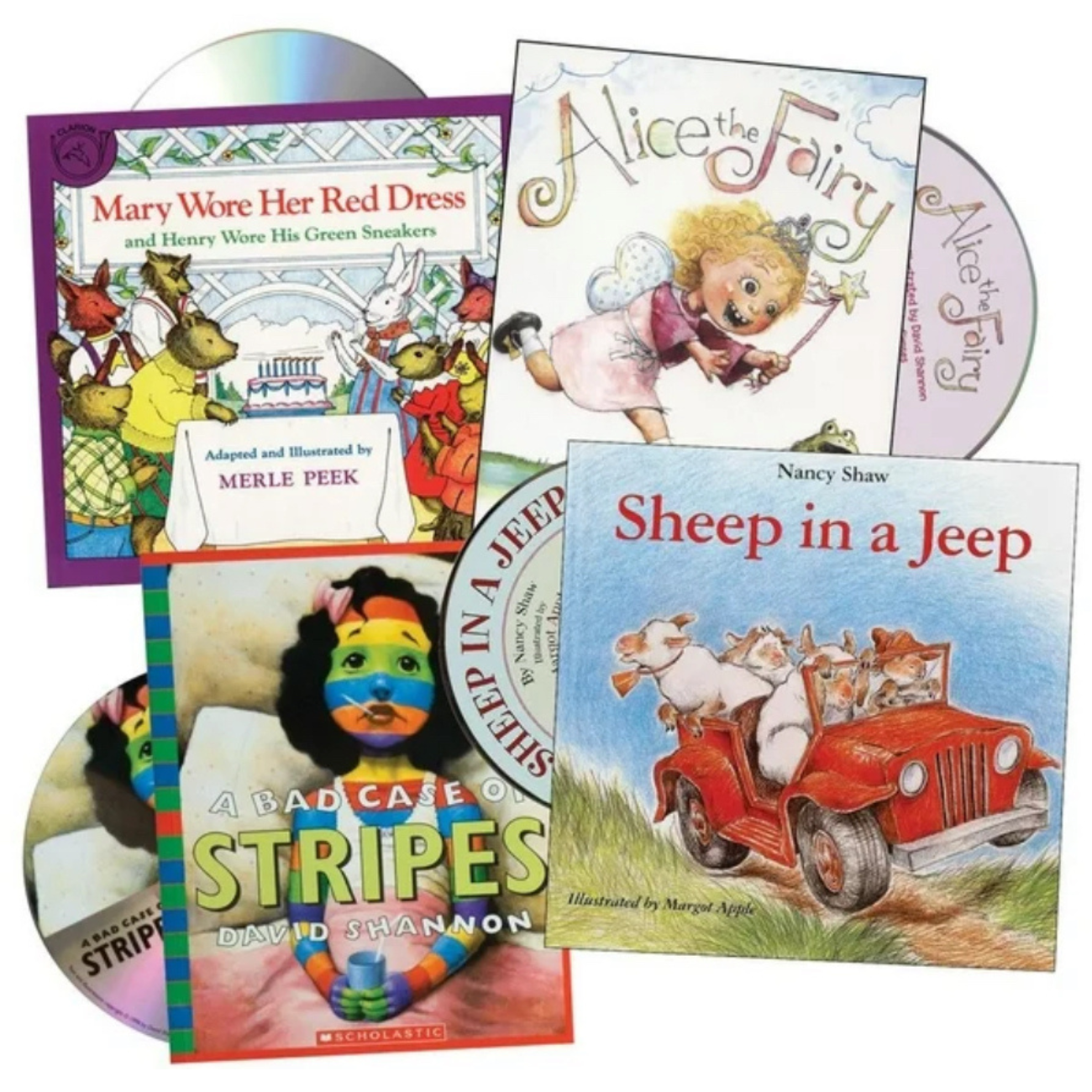 Read-Along Story Set: Mary Wore Her Red Dress; Bad Case of Stripes ...