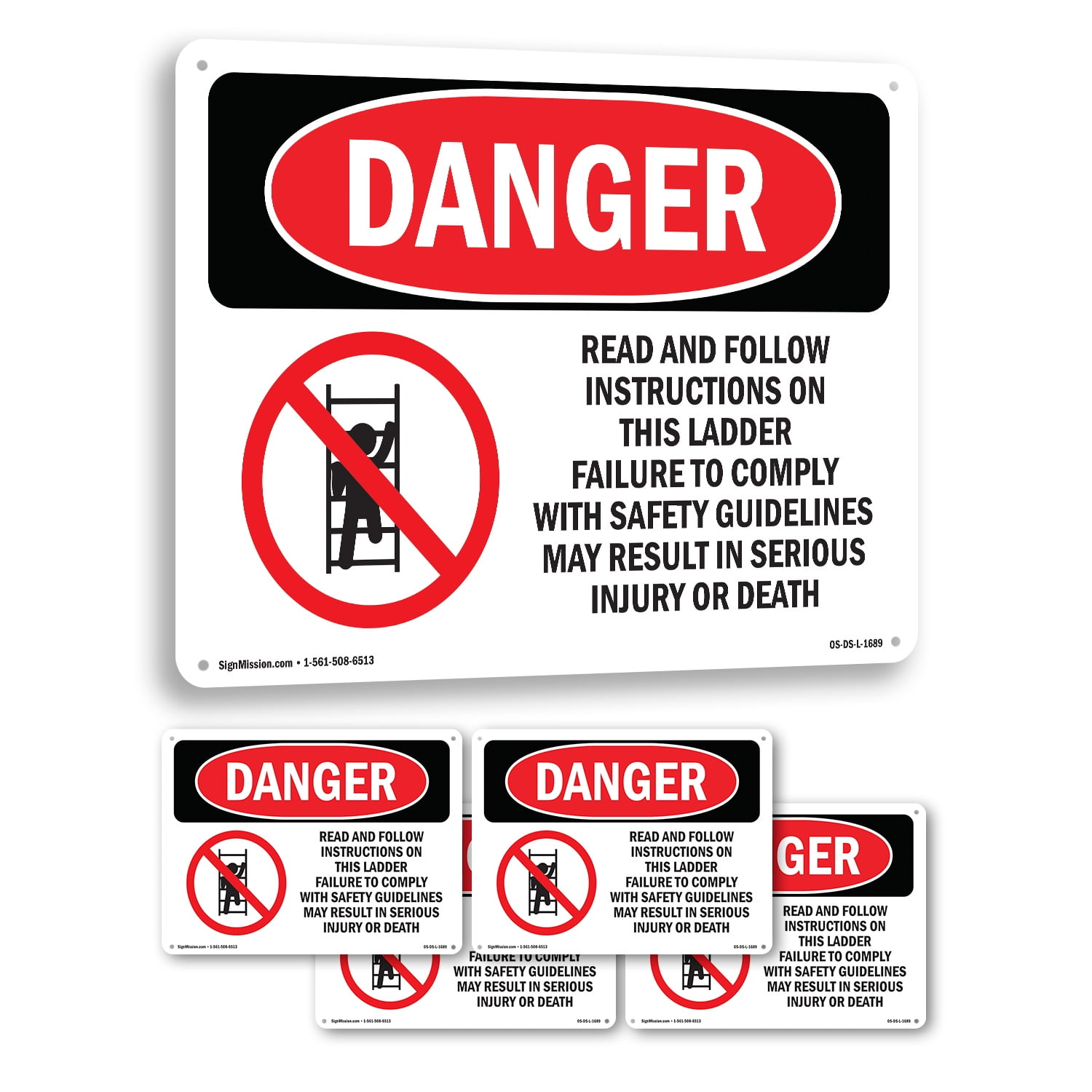 Read And Follow Instructions On This Ladder OSHA Danger Rigid Plastic ...
