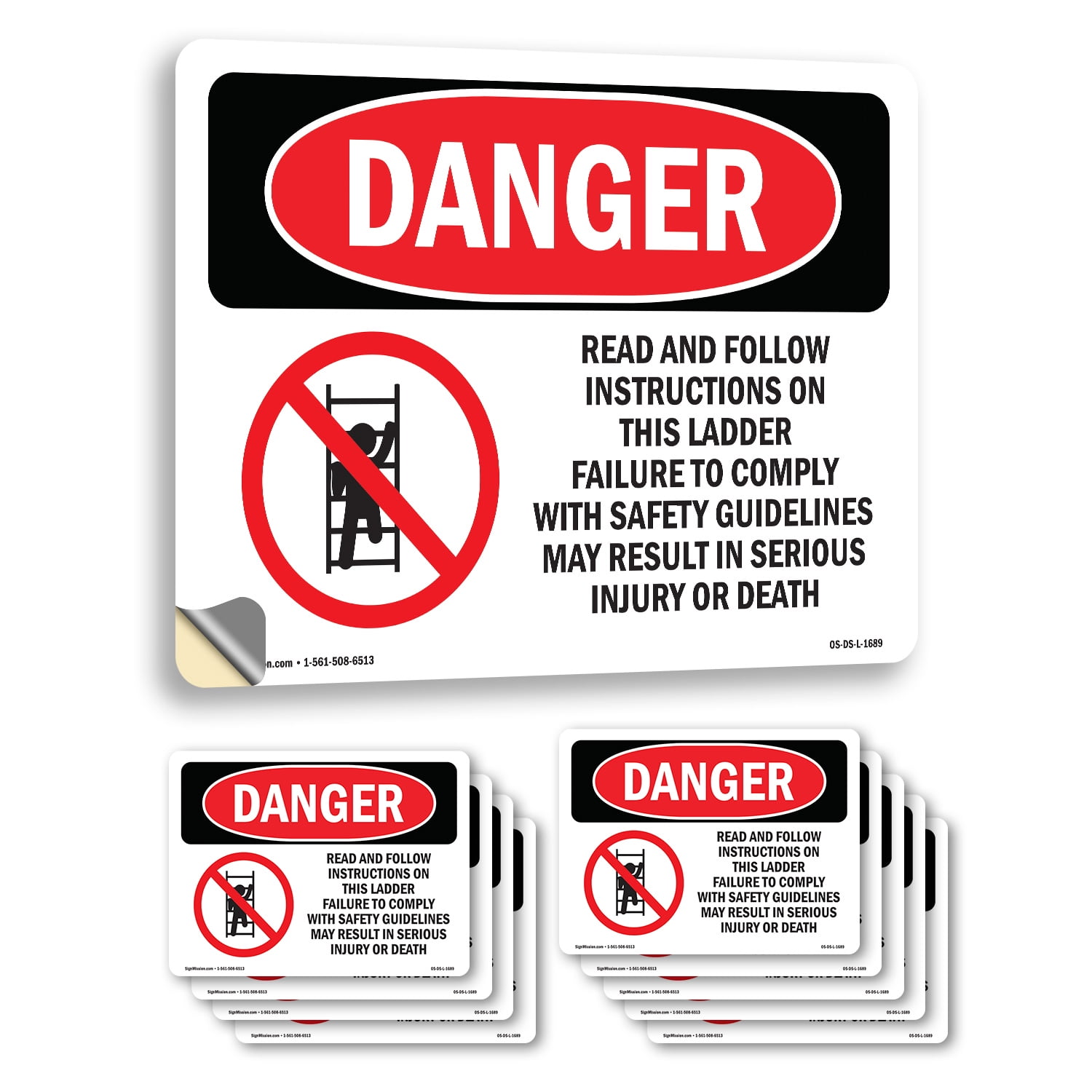 Read And Follow Instructions On This Ladder OSHA Danger Vinyl Decal ...