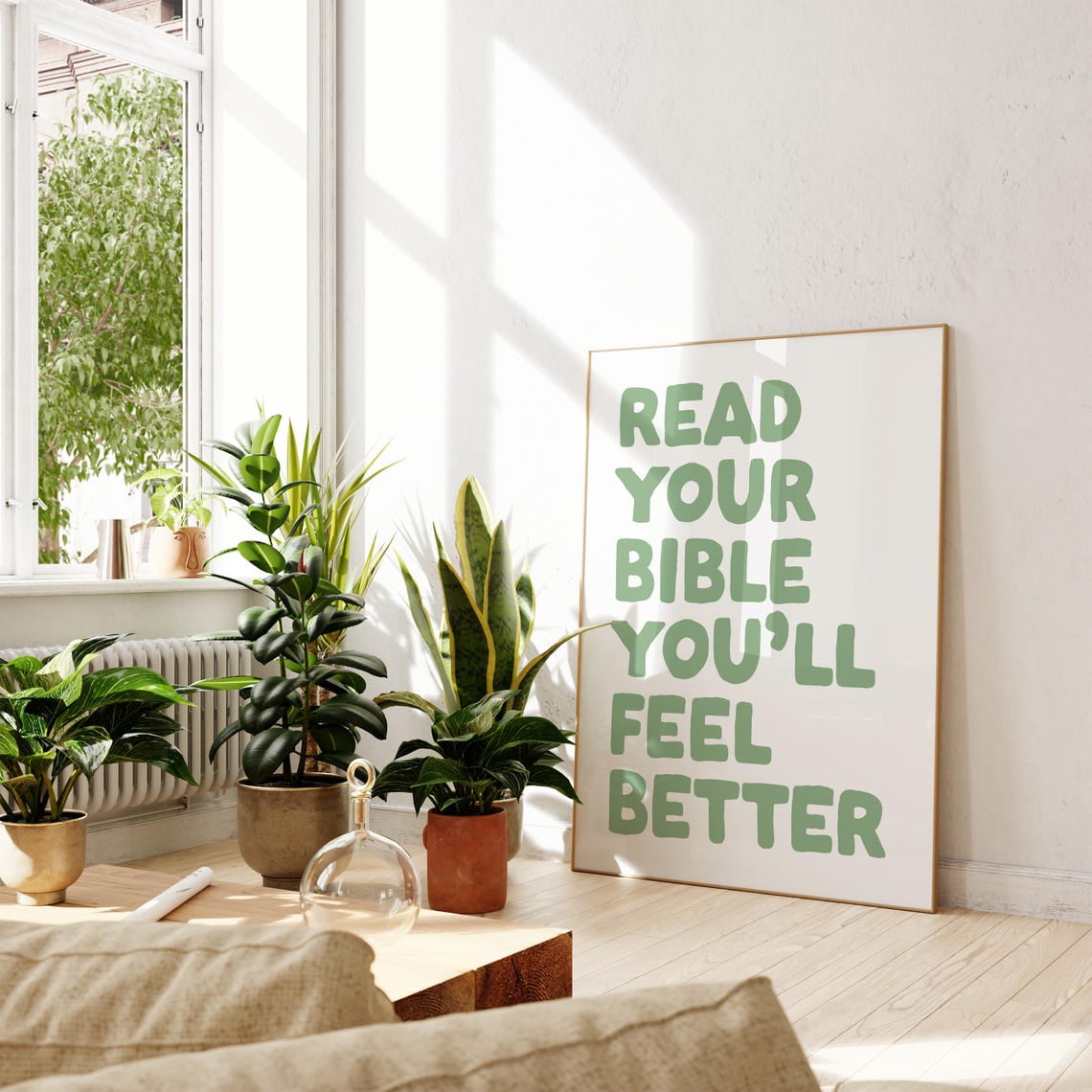 Read Your Bible Print, Sage Green Christian Wall Art, Christian ...