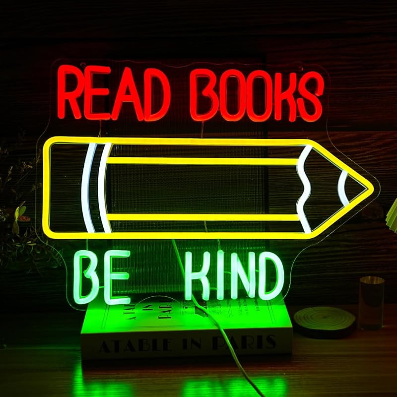 Read Books Be Kind Neon Sign Pencil Led Neon Light for Wall Decor USB ...