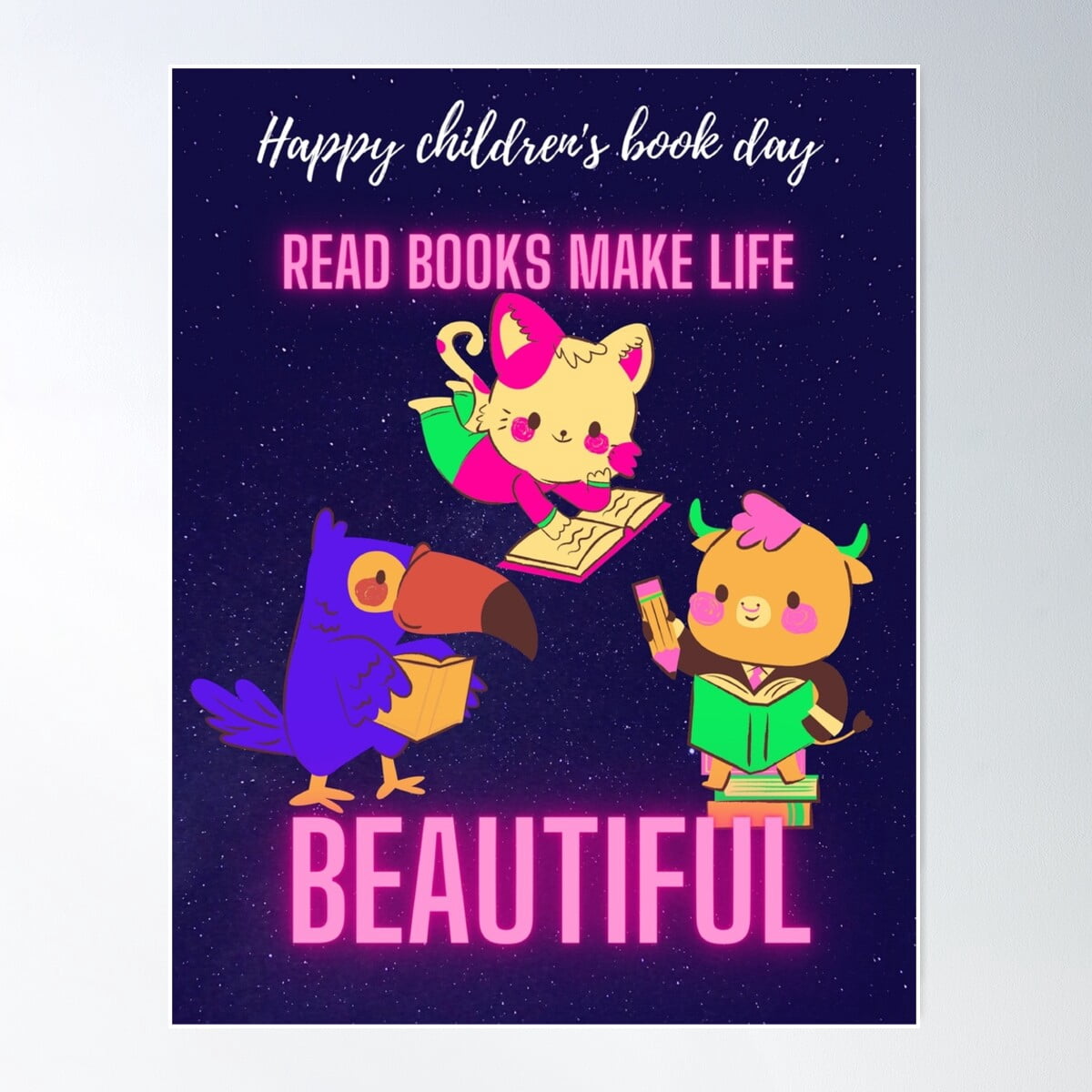 Read Books Make Life Beautiful Poster Wall Art, Modern Wall Decor For ...