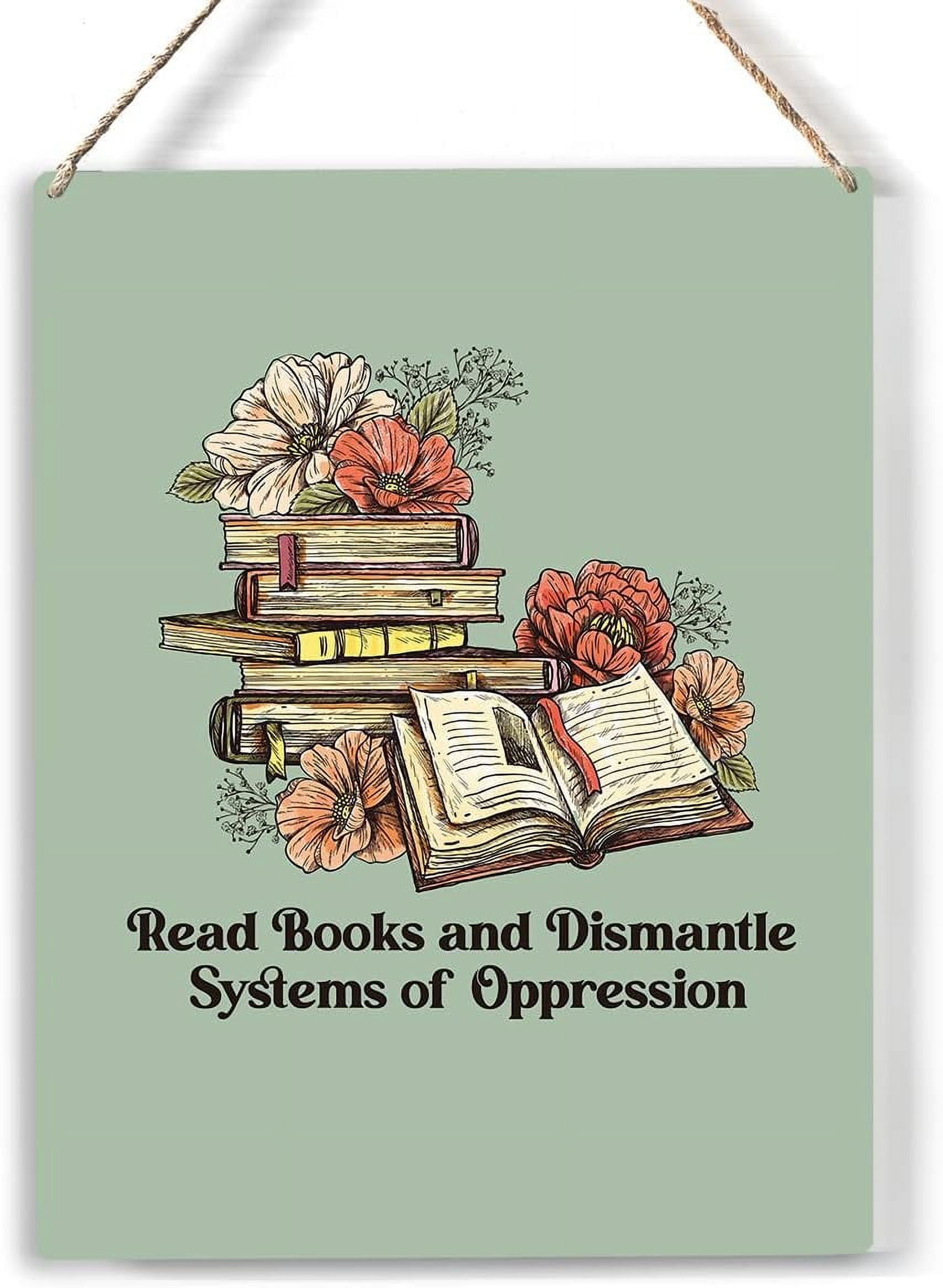 Read Books Wood Sign Floral Books Wooden Signs Rustic Hanging Plaque ...