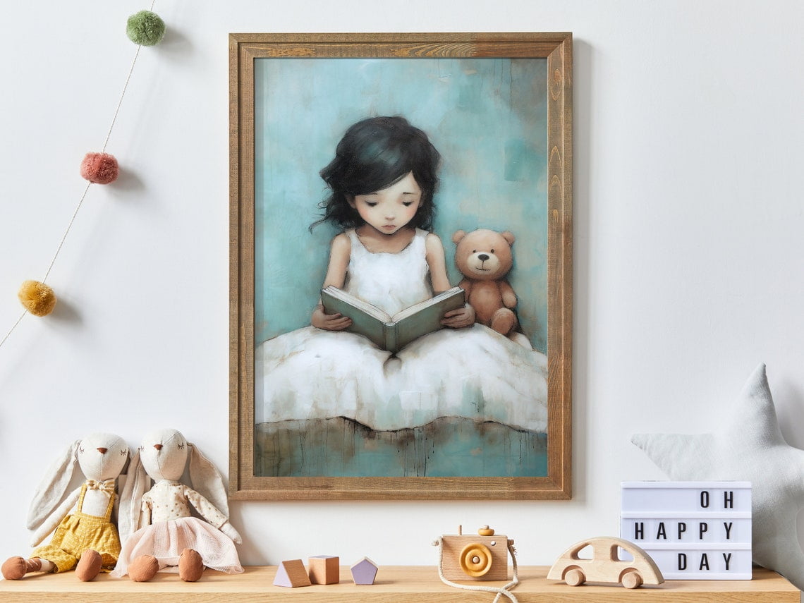 Read Decor. Reading-Themed Nursery Art, Adorable Teddy Bear Cub Wall ...