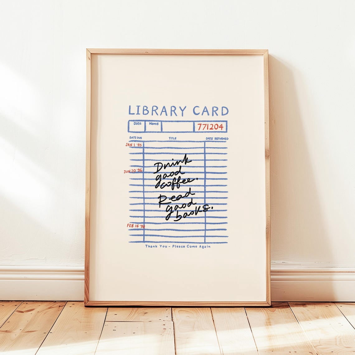 Read Good Books Library Card Poster Bookish Coffee Minimalist Wall ...
