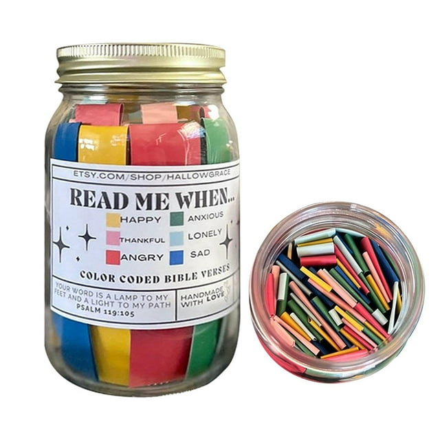 Read Me When Color Coded Bible Verses In A Jar Scripture Cards With ...