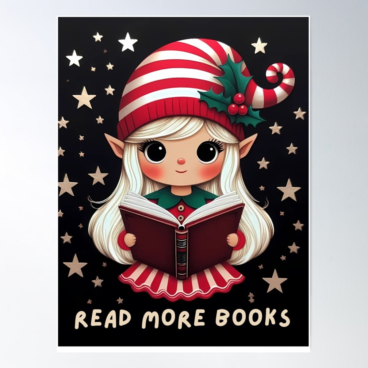 Read More Books Adorable Elf Poster Wall Art, Modern Wall Decor For ...