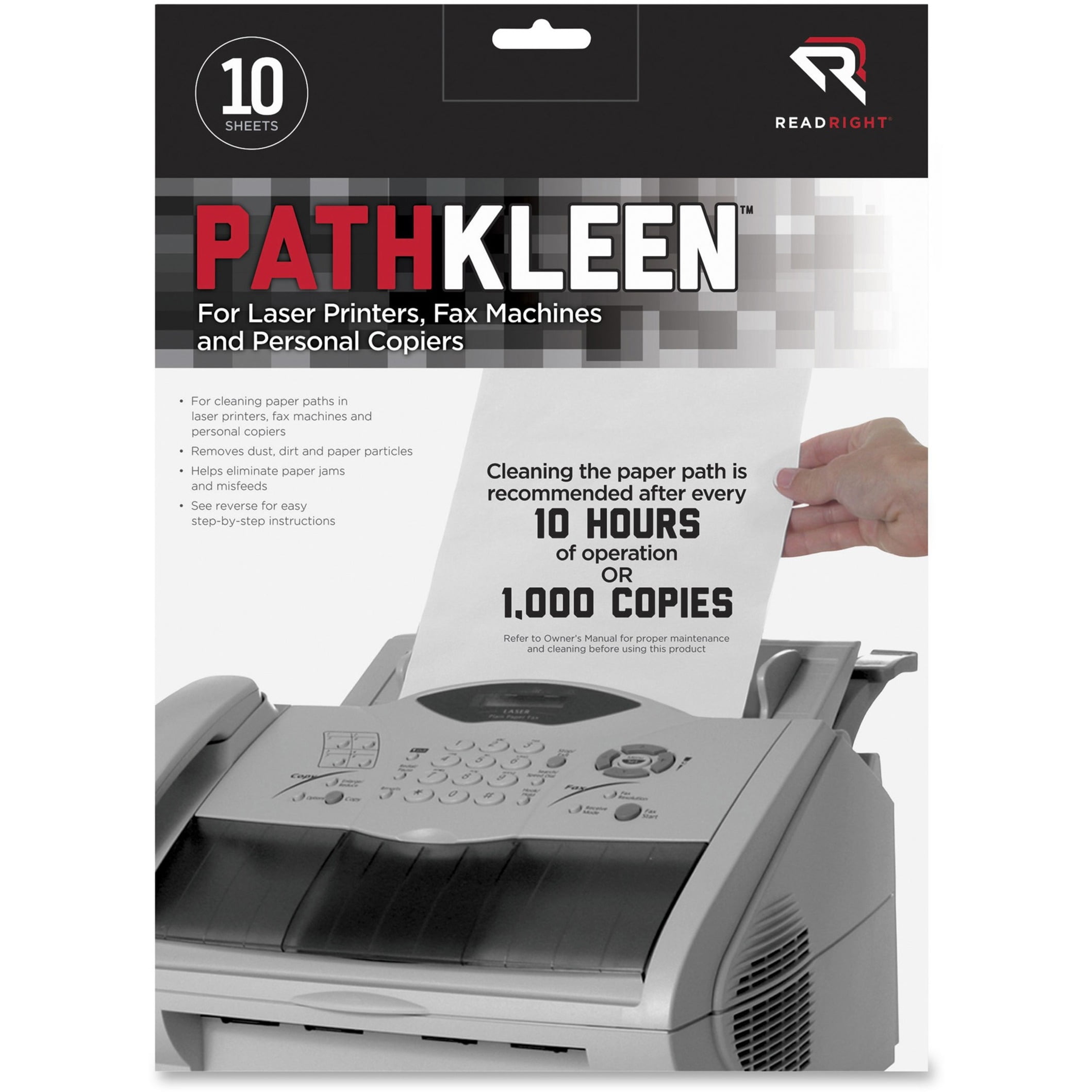 Read Right, REARR1237, PathKleen Paper Path Cleaning Sheets, 10 / Pack ...