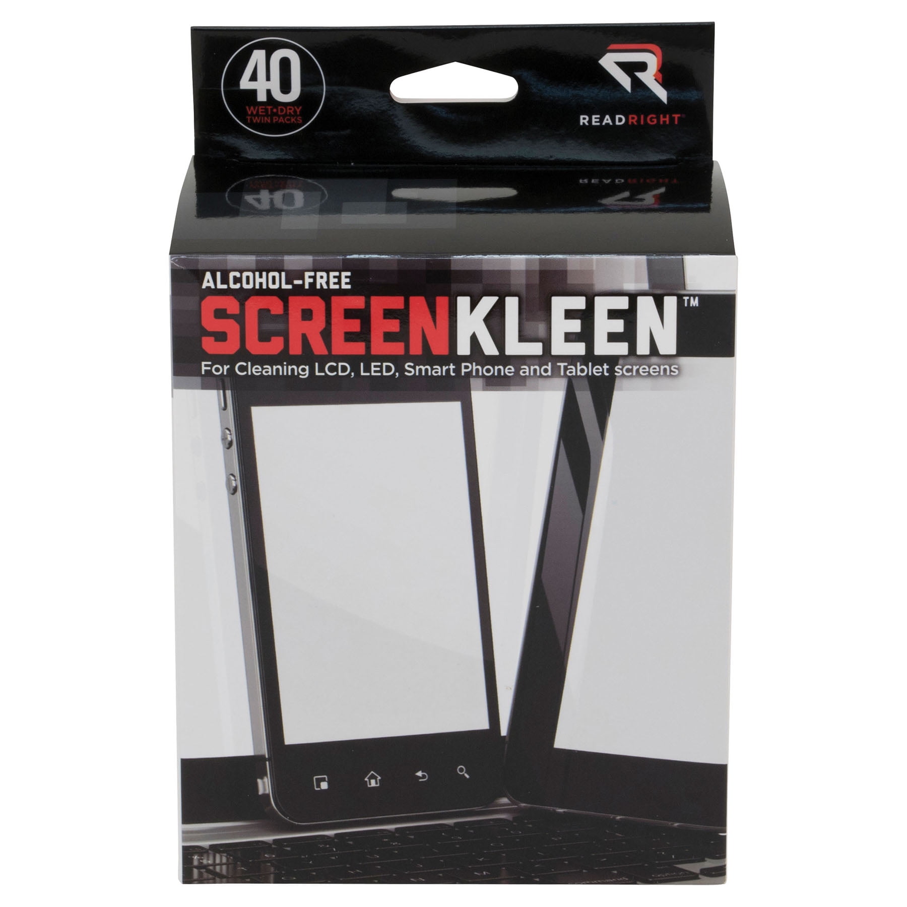 Read Right Screen Kleen Cleaning Wipes, Pack of 40 - Walmart Business ...