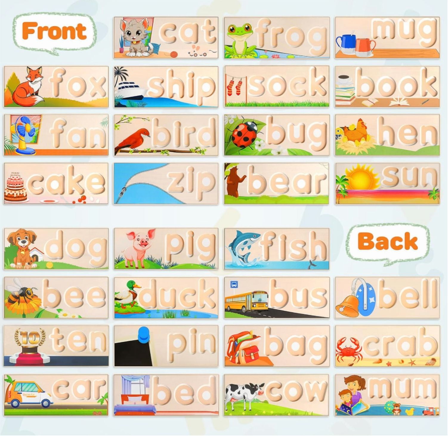 Read Spelling Learning Toy, Wooden Alphabet Flash Cards Matching Sight ...