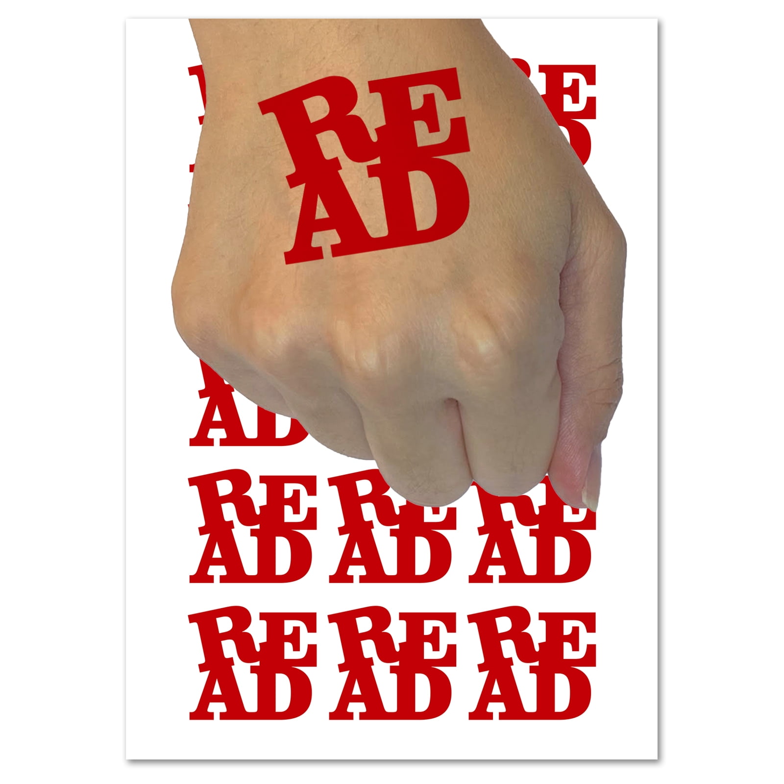 Read Stacked Text Water Resistant Temporary Tattoo Set Fake Body Art ...