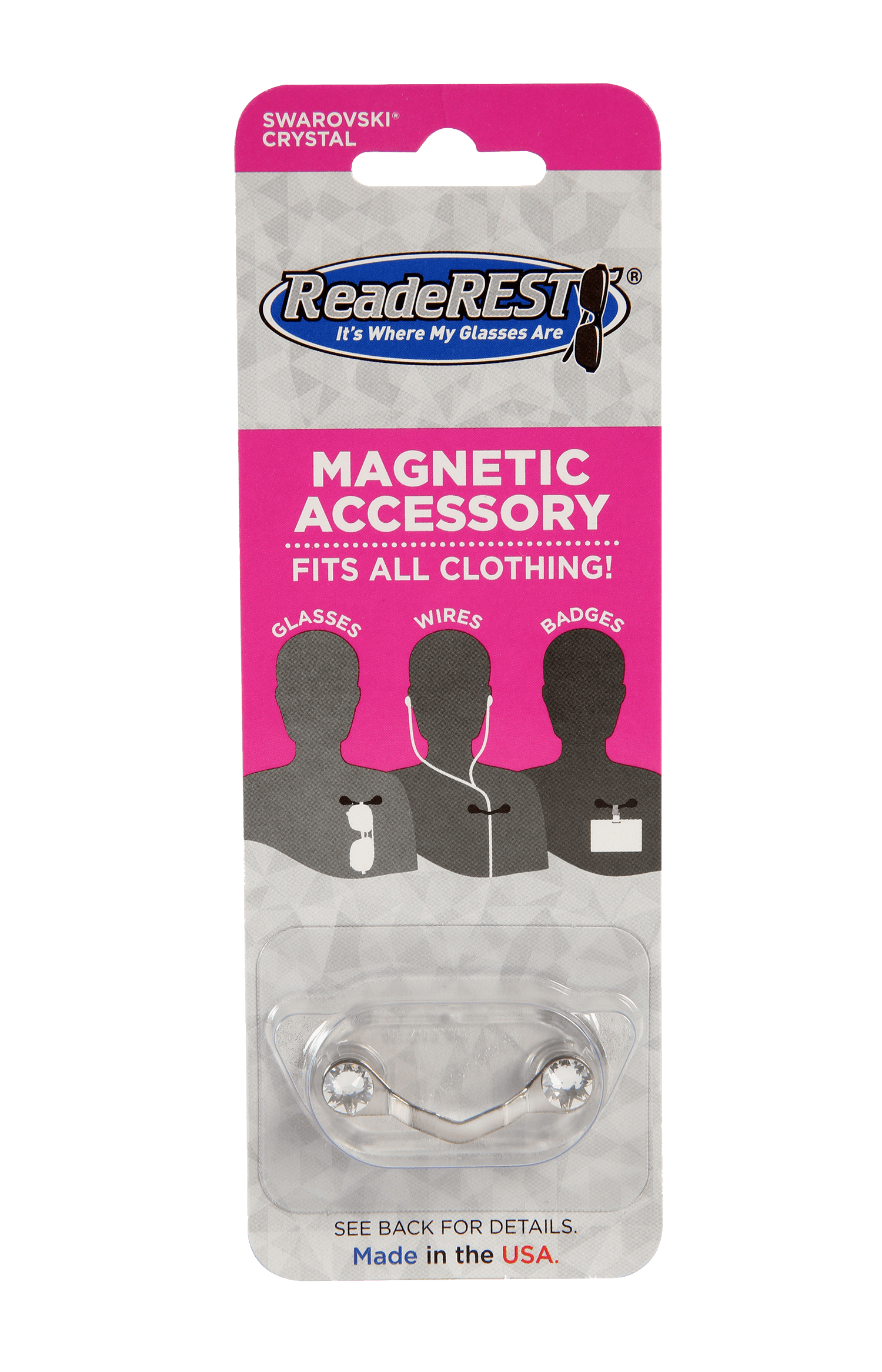 ReadeREST Magnetic Eyeglass Holder, Clear Crystal HSA/FSA Eligible ...