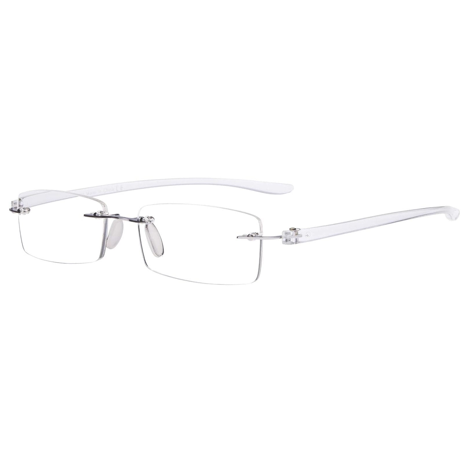 Reader Small Lens Rimless Reading Glasses Men Women Transparent Arm 2.5 ...