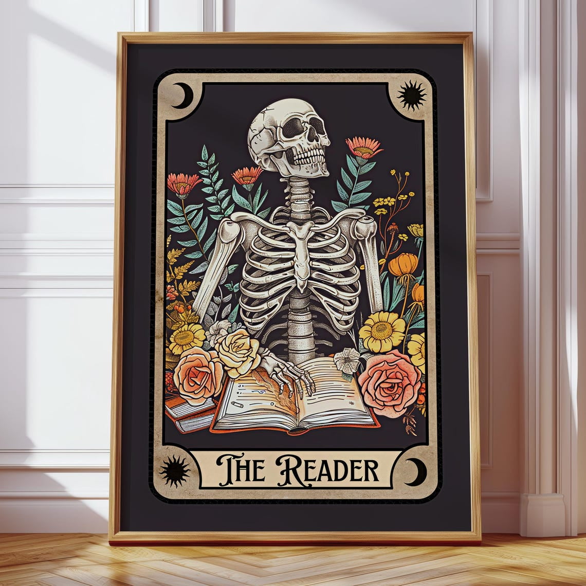 The Reader Tarot Art Print,Skeleton Reader Tarot Card Wall Art, Book Lover Gift, Dark Academia ...