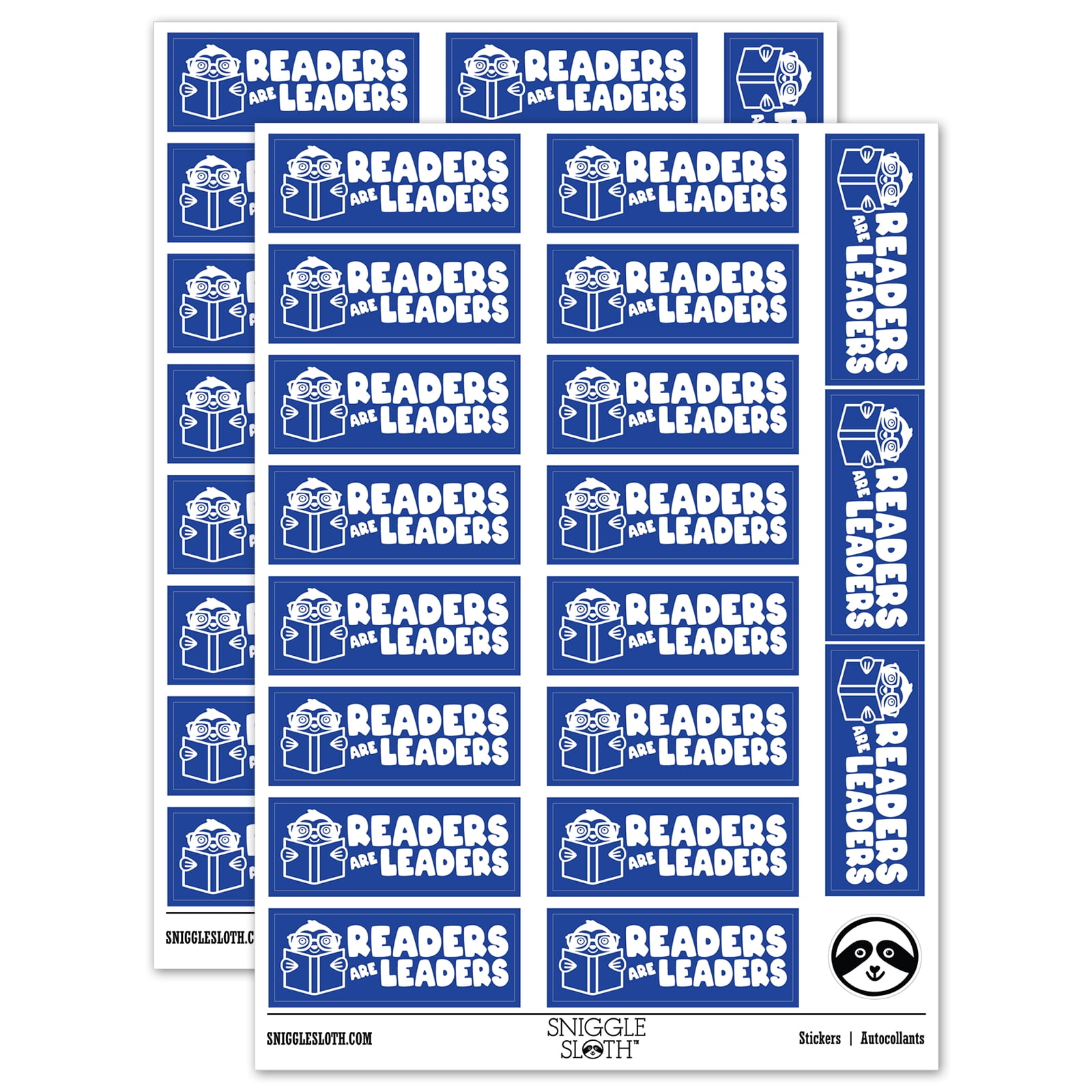 Readers are Leaders Sloth Teacher Student School Sticker Set - Dark ...
