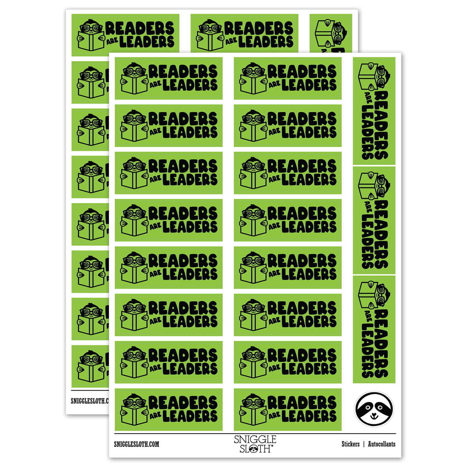 Readers are Leaders Sloth Teacher Student School Sticker Set - Light ...