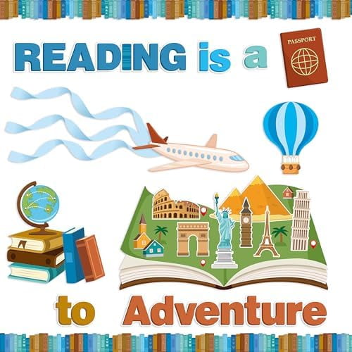 Reading Adventure Bulletin Board - 64Pcs Back to School Travel Bulletin ...