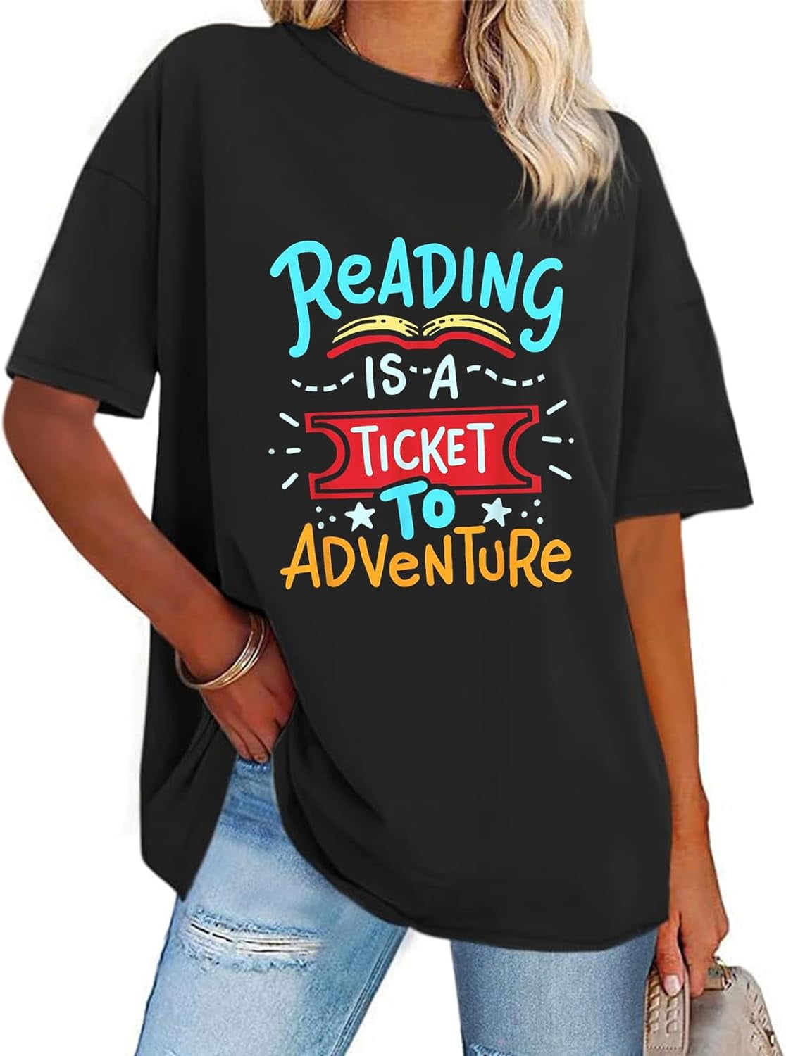 Reading Adventure Library Student Teacher Book Graphic Tee,Women's ...