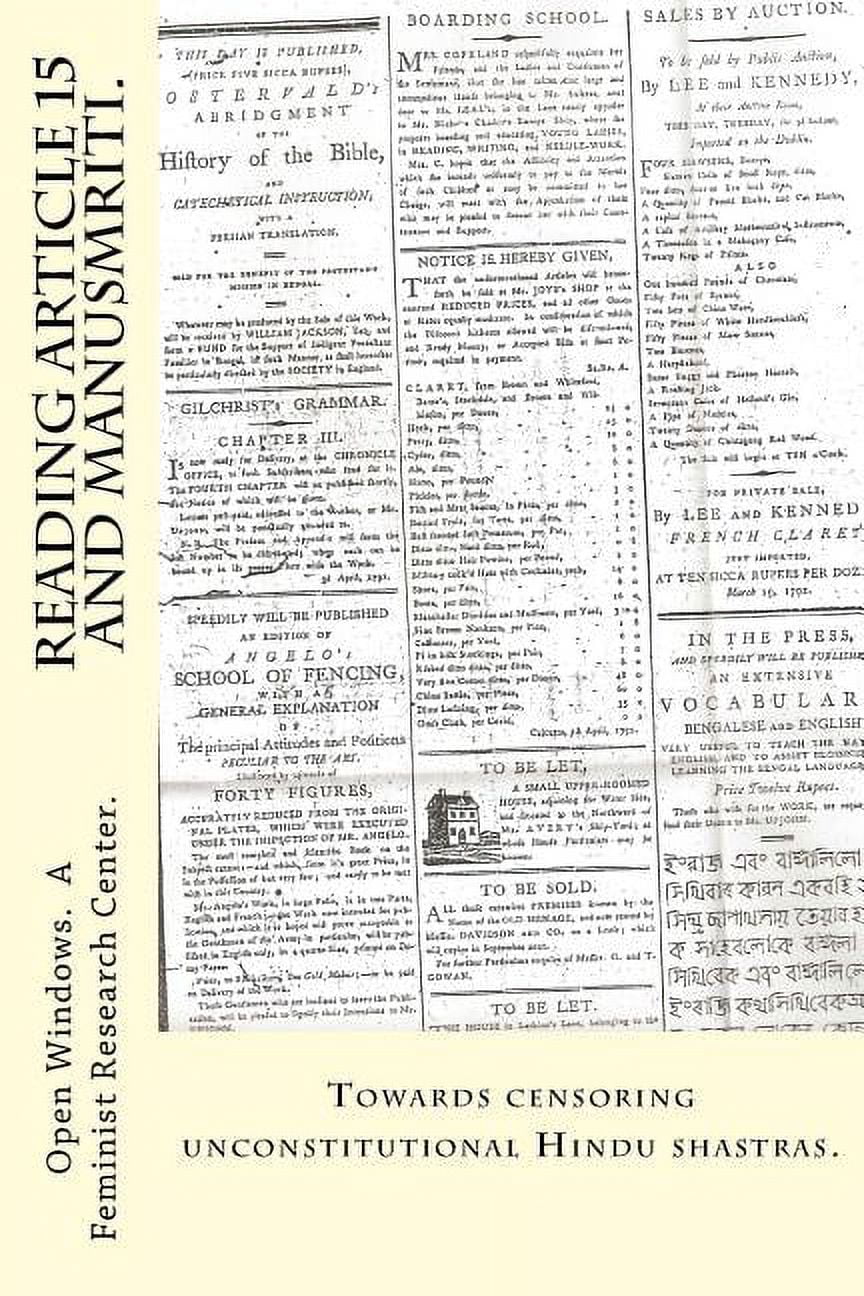 Reading Article 15 and Manusmriti.: Towards Censoring Unconstitutional ...