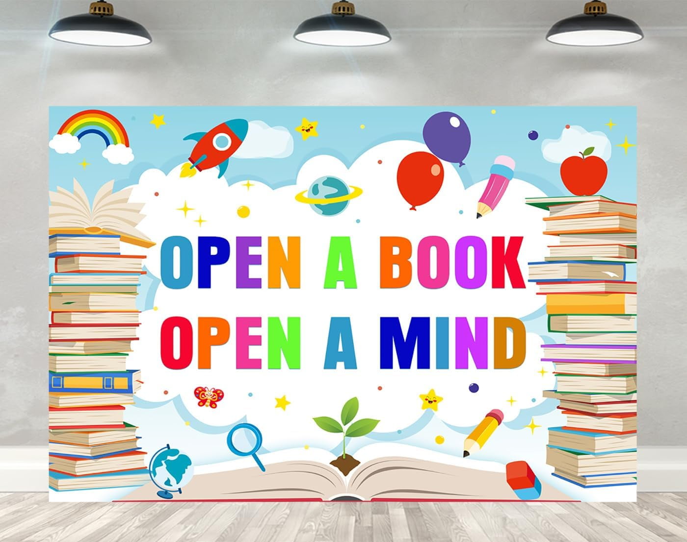 Reading Backdrop World Book Day Kids Students Classroom Decorations ...
