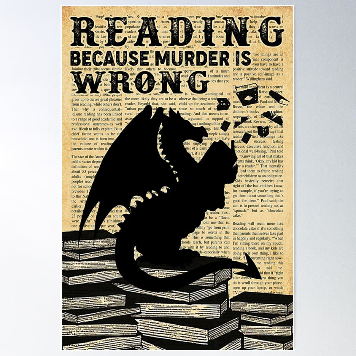 Reading Because Murder Is Wrong Dragon Lover Poster Wall Art, Modern ...