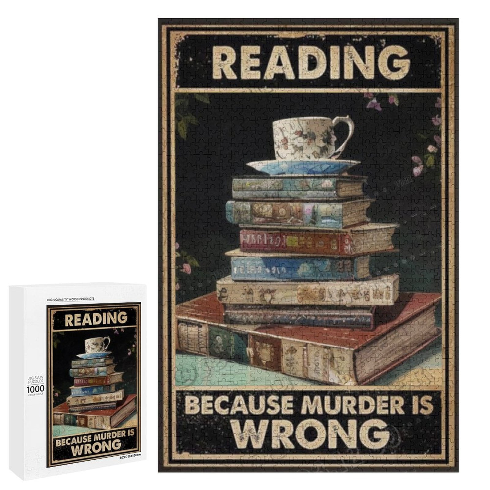 Reading Because Murder Is Wrong Wooden Sign For Home Office Bedroom ...