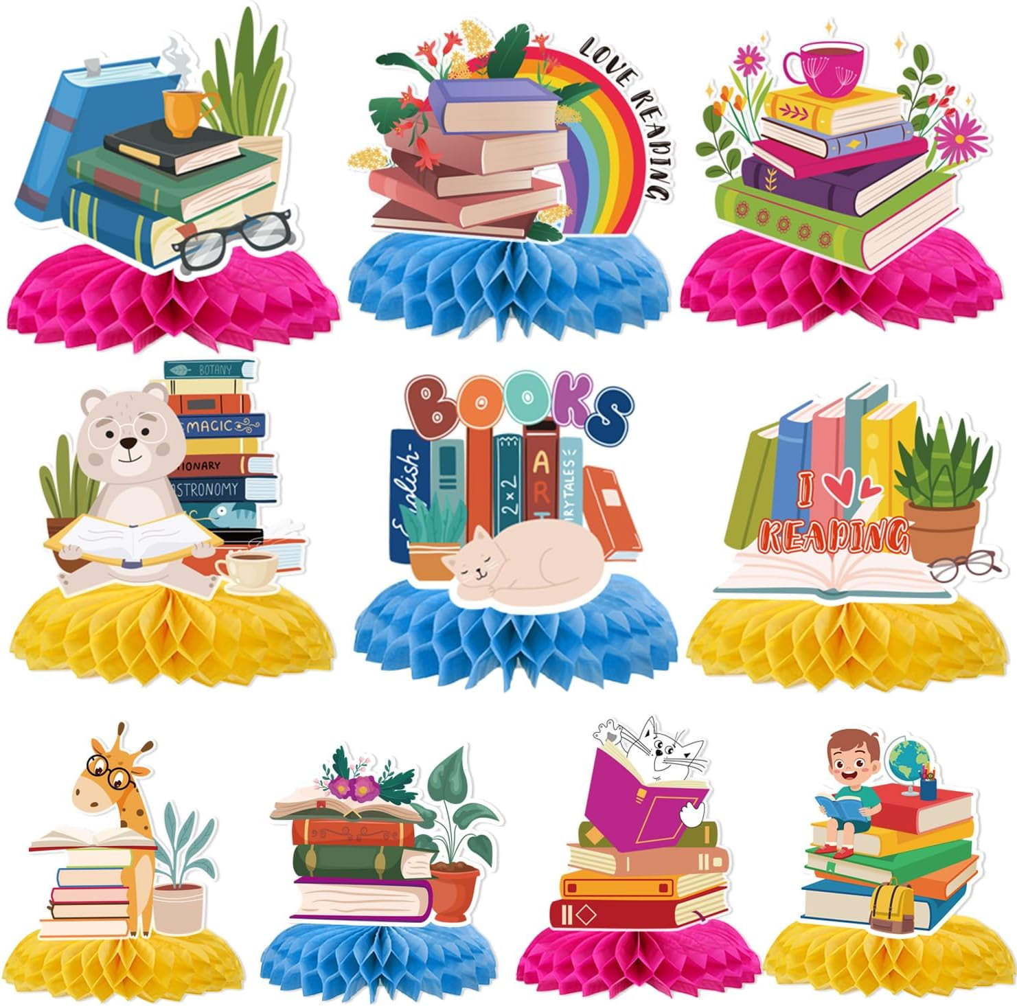 Reading Birthday Party Decorations - 10PCS Book Themed Party ...
