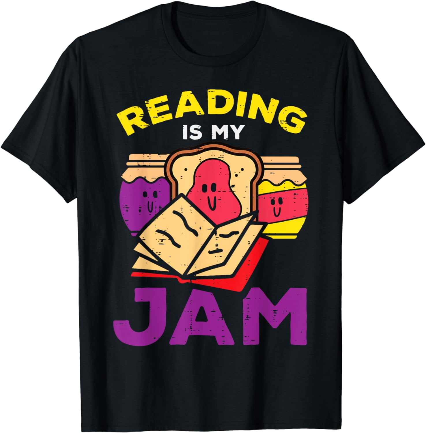 Reading Book Jam Toast Funny Food Pun Bookworm Librarian T-Shirt ...