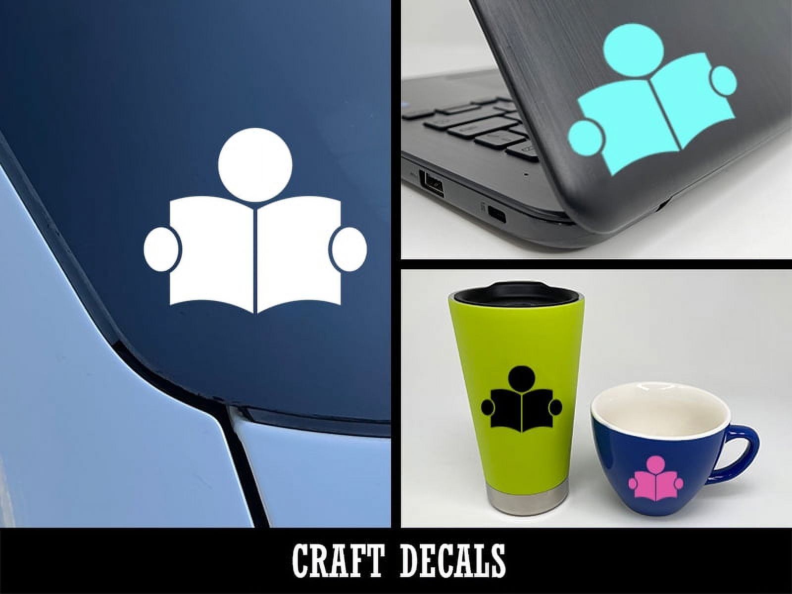 Reading Book Library Icon Craft Vinyl Indoor Outdoor Decal Sticker ...