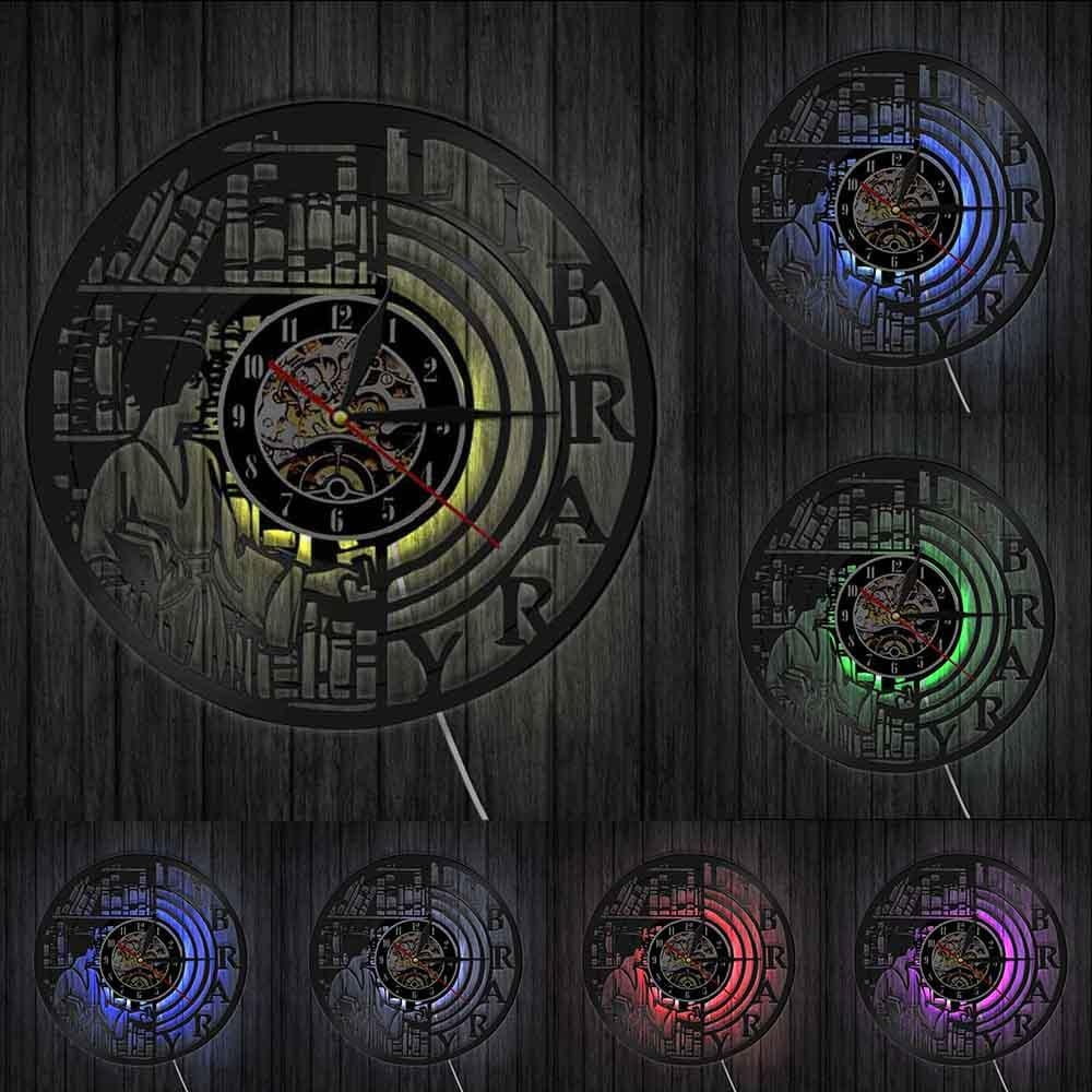 Reading Books Library Wall Art Decoration Modern Design Wall Clock ...